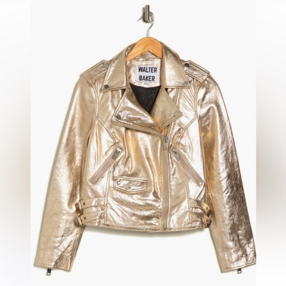 Walter Baker | Jackets & Coats | Walter Baker Liz Gold Metallic Leather ...